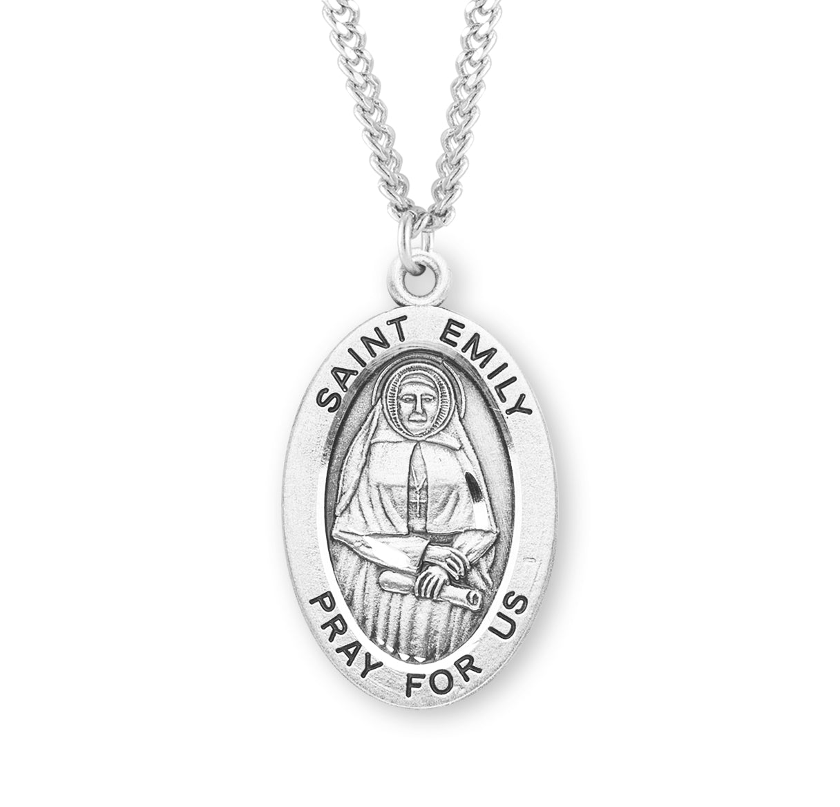 Patron Saint Emily Oval Sterling-Silver Medal – The Catholic Shop
