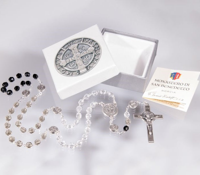 Saint Benedict Tri Color Rosary Boxed – The Catholic Shop