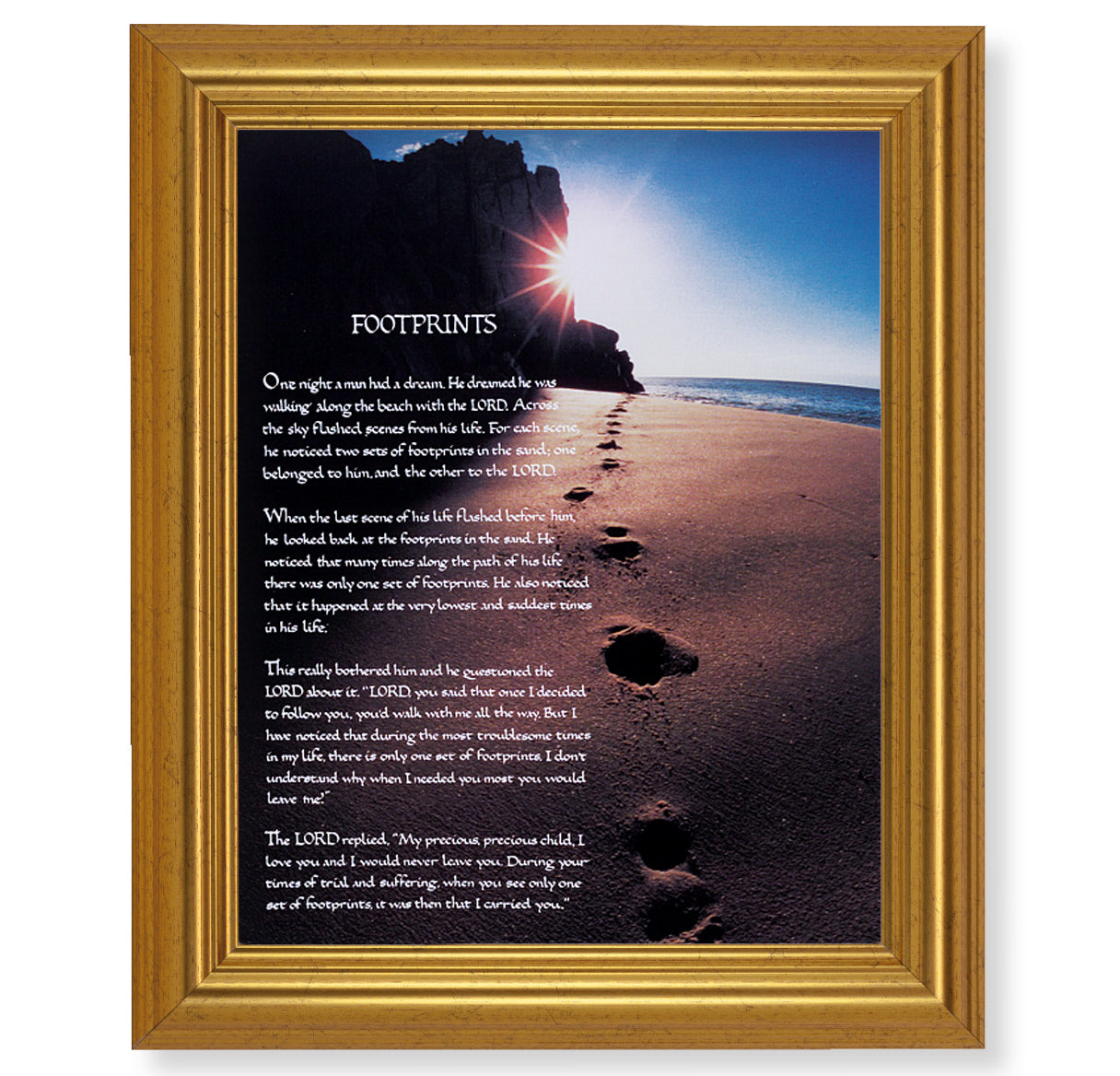 Footprints Gold Framed Art – The Catholic Shop