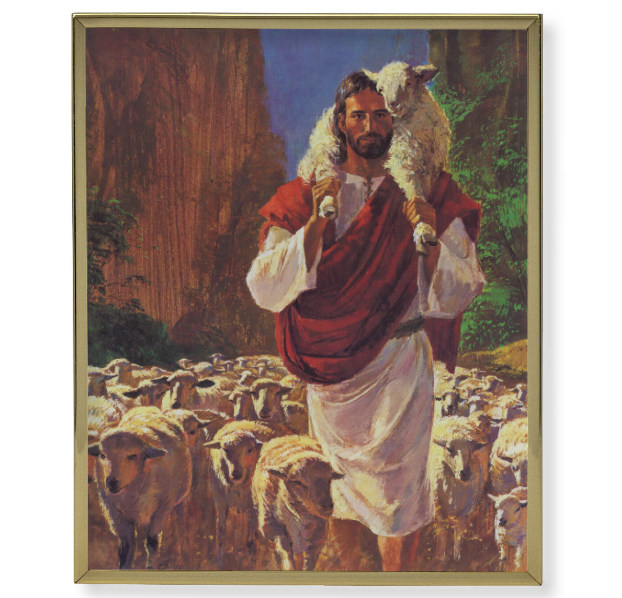 The Good Shepherd Gold Framed Plaque – The Catholic Shop