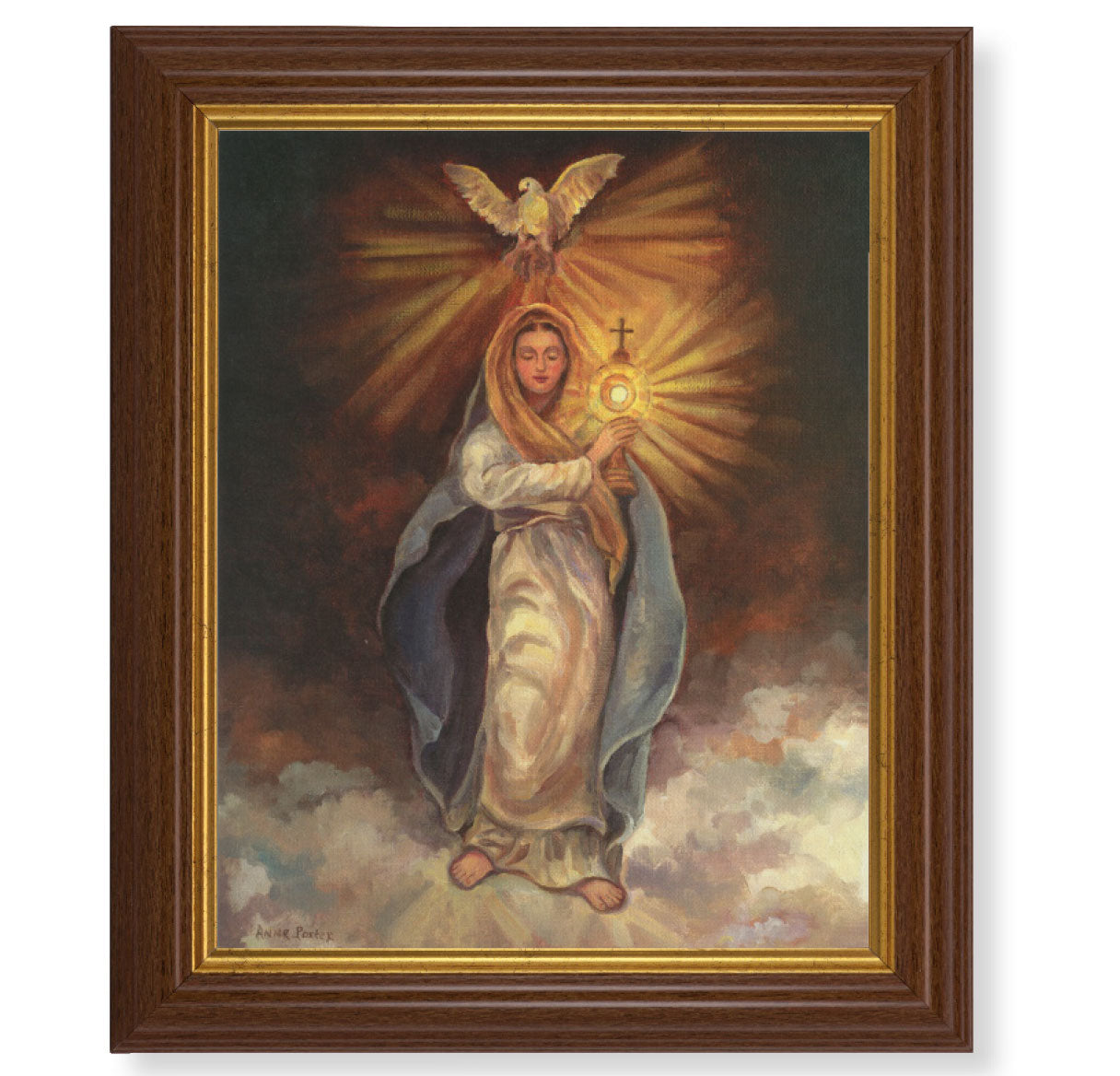 Mary with Monstrance Dark Walnut Framed Art – The Catholic Shop
