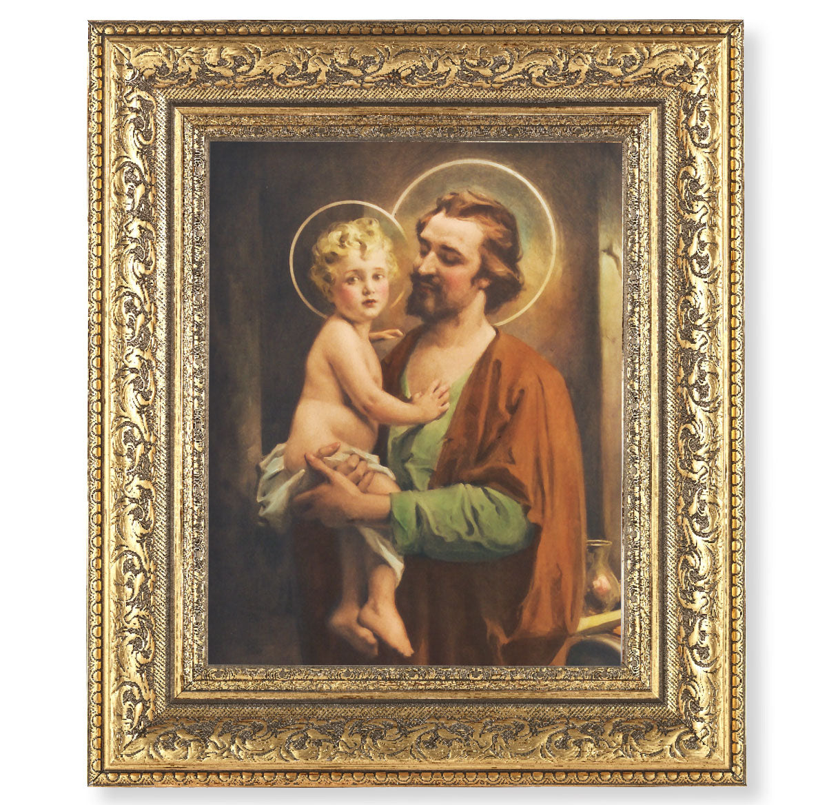 St. Joseph with Jesus Gold-Leaf Antique Framed Art – The Catholic Shop