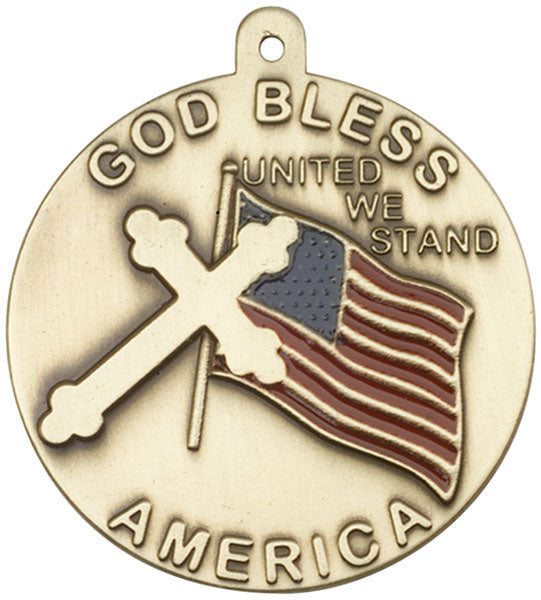 Antique Gold God Bless America Keychain – The Catholic Shop