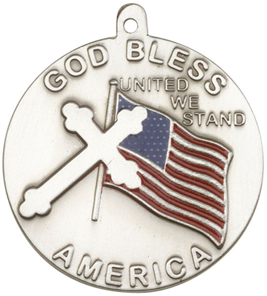 Antique Silver God Bless America Keychain – The Catholic Shop