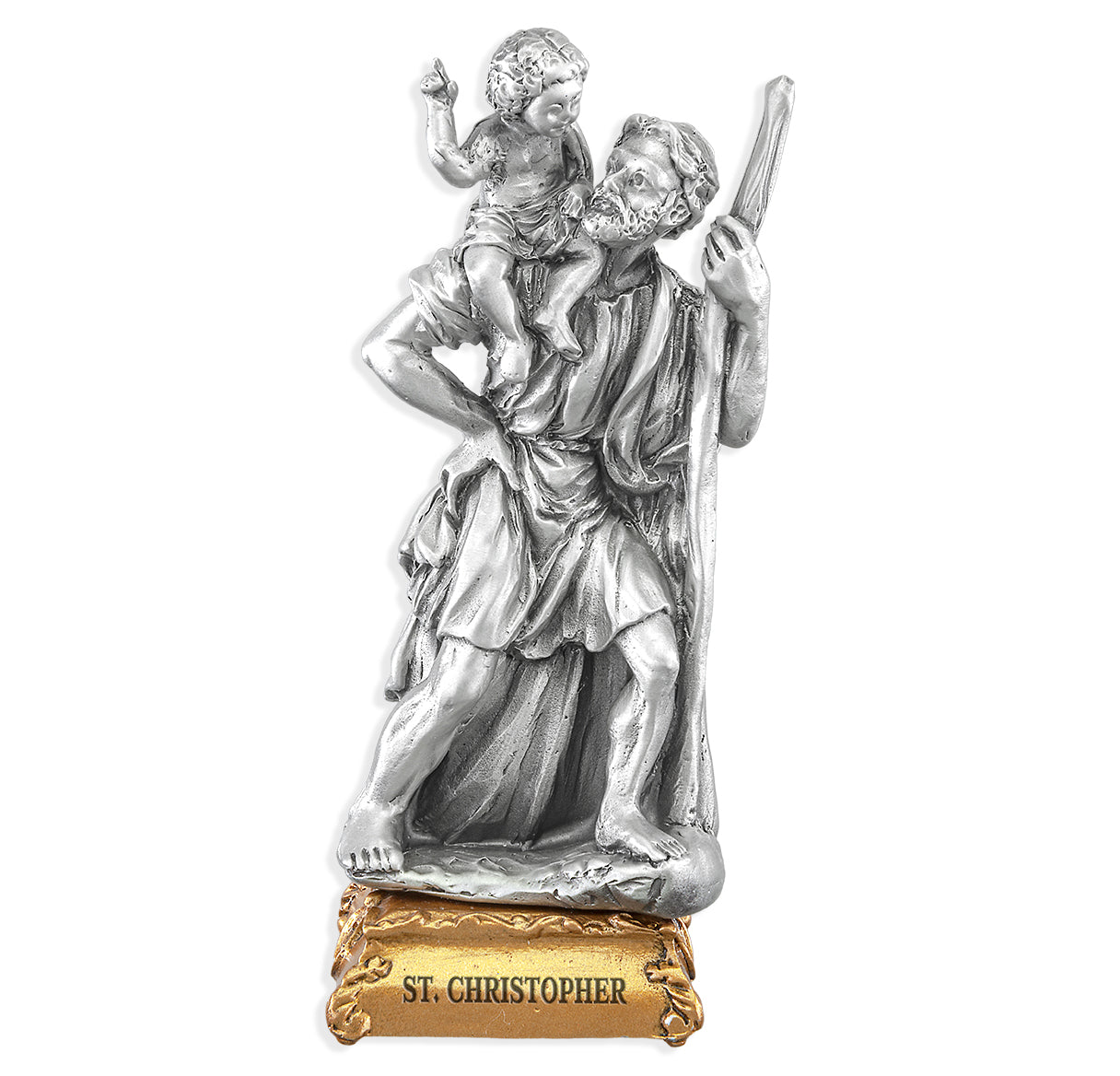 St. Christopher with Jesus Pewter Statue – The Catholic Shop