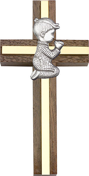4 inch Praying Boy Cross, Walnut w/ Antique Silver inlay – The Catholic ...