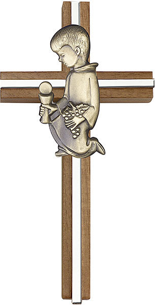 6 inch Communion Boy Cross, Walnut w/ Antique Gold inlay – The Catholic ...