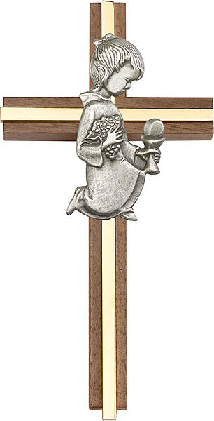 6 inch Communion Girl Cross, Walnut w/ Antique Silver inlay – The ...