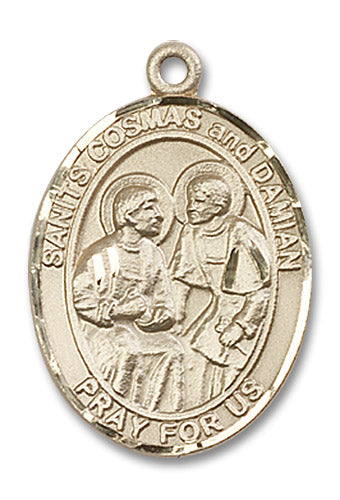 14kt Gold Saints. Cosmas & Damian Medal – The Catholic Shop