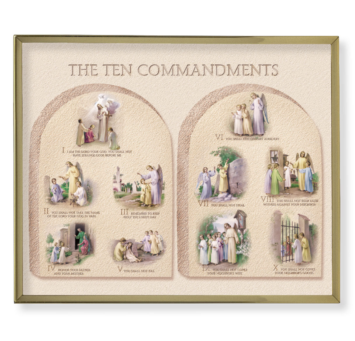 Ten Commandments Gold Framed Plaque Art – The Catholic Shop