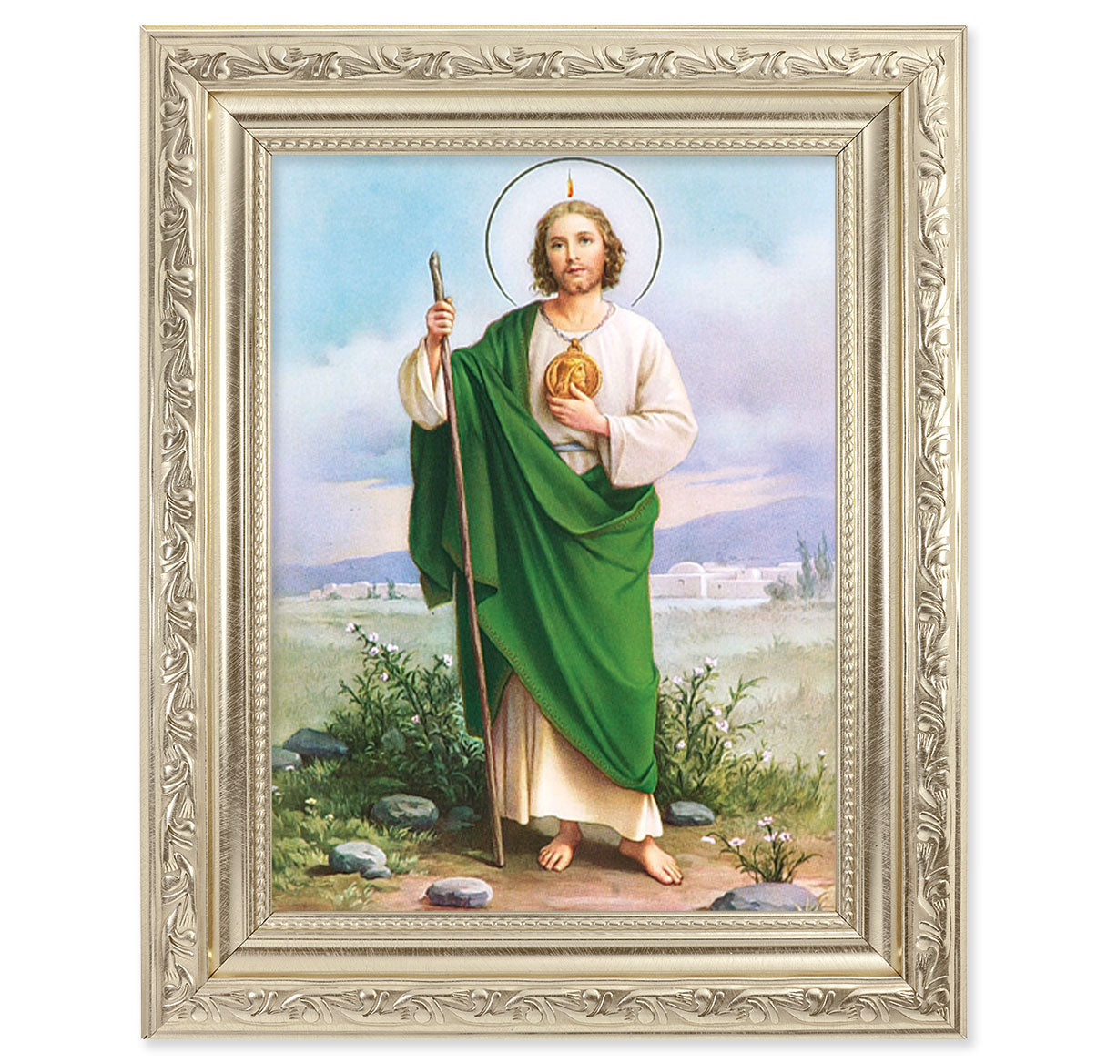St. Jude Silver Framed Art – The Catholic Shop