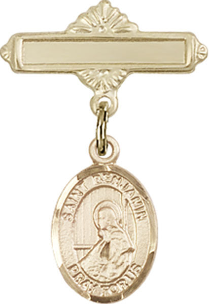 14kt Gold Filled Baby Badge with St. Benjamin Charm and Polished Badge ...