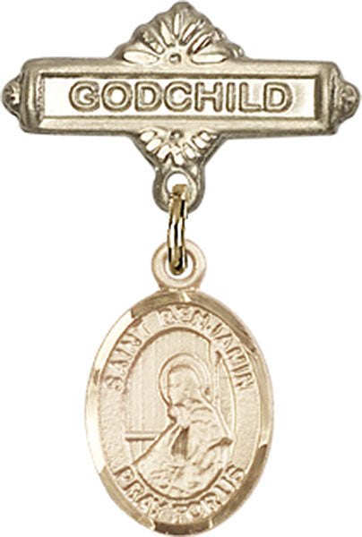 14kt Gold Filled Baby Badge with St. Benjamin Charm and Godchild Badge ...