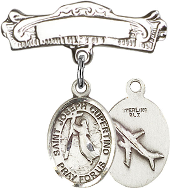 Sterling Silver Baby Badge with St. Joseph of Cupertino Charm and Arch ...