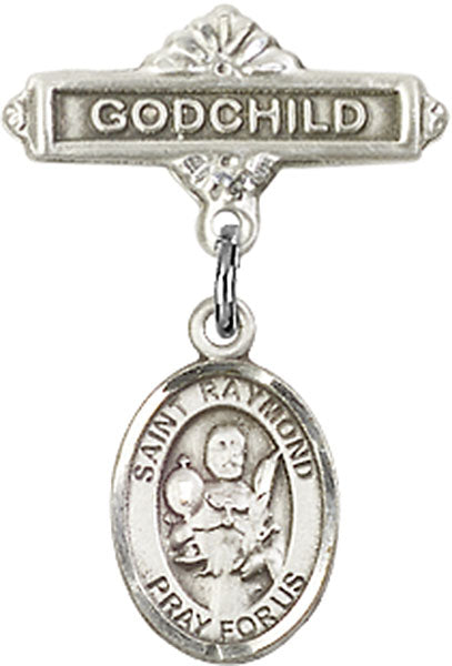 Sterling Silver Baby Badge with St. Raymond Nonnatus Charm and Godchil ...