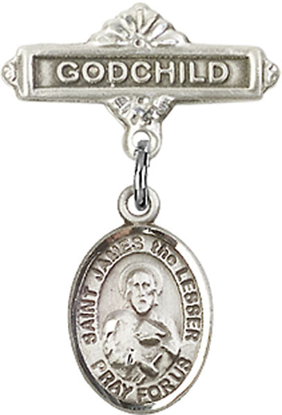 Sterling Silver Baby Badge with St. James the Lesser Charm and Godchil ...
