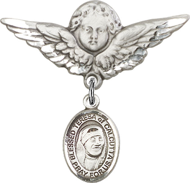 Sterling Silver Baby Badge with Blessed Teresa of Calcutta Charm and A ...