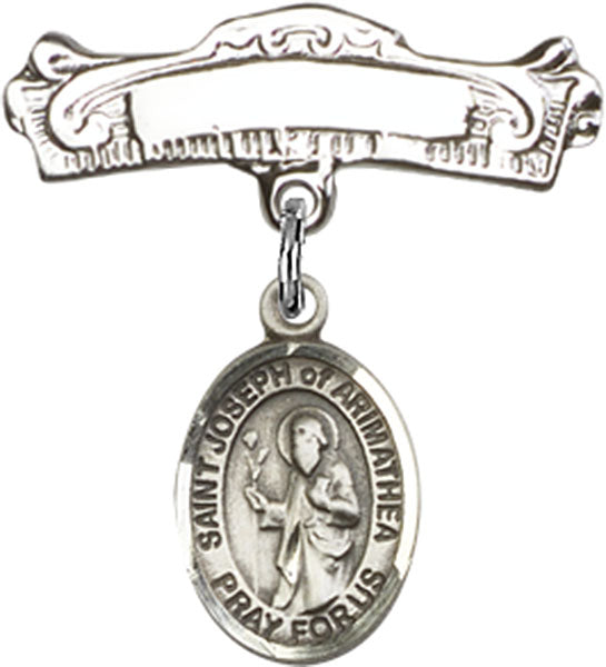 Sterling Silver Baby Badge with St. Joseph of Arimathea Charm and Arch ...