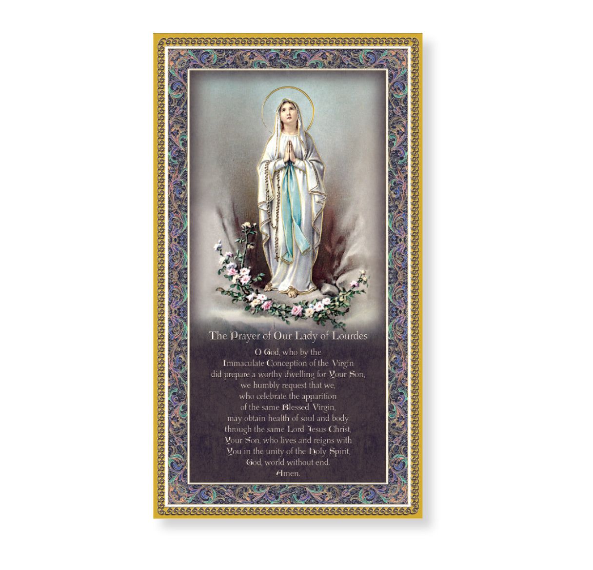 Our Lady of Lourdes Gold Foil Wood Plaque – The Catholic Shop