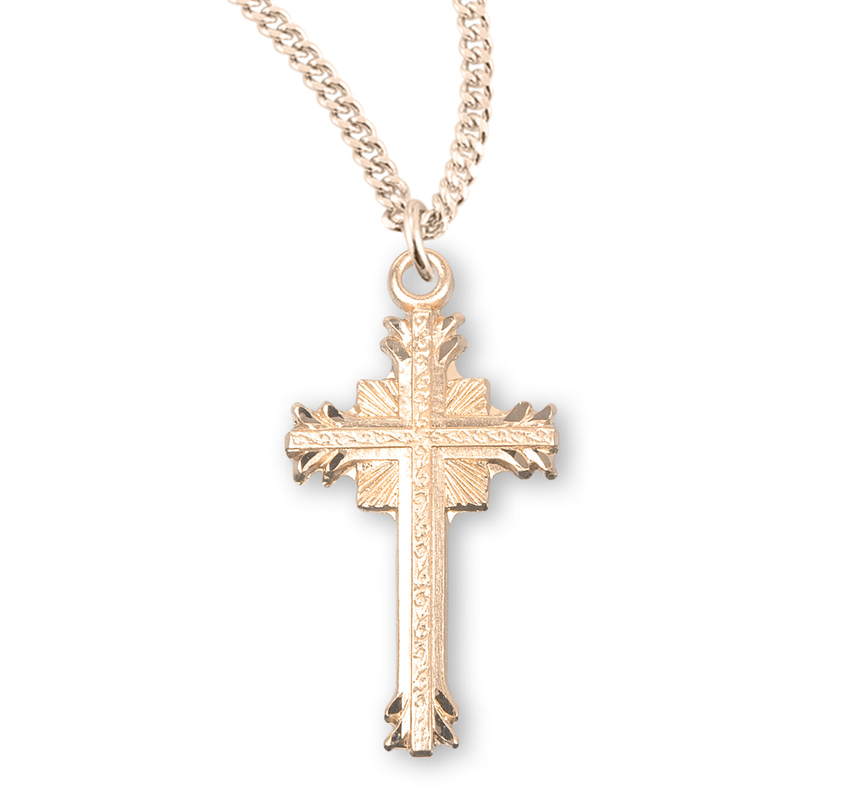 Gold Over Sterling Silver Flare Tipped Cross with a Scrolled Center ...