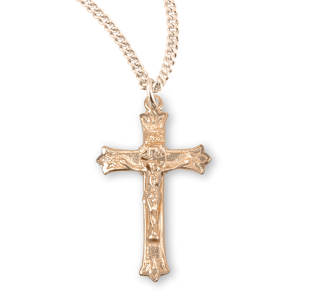 Triple Flare Tip Gold Over Sterling Silver Crucifix – The Catholic Shop