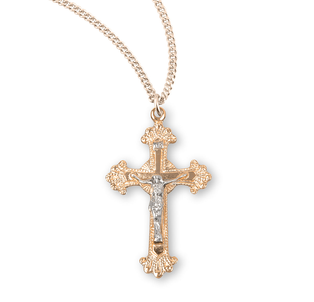 Fancy Engraved Gold Over Sterling Silver Two Toned Crucifix – The ...