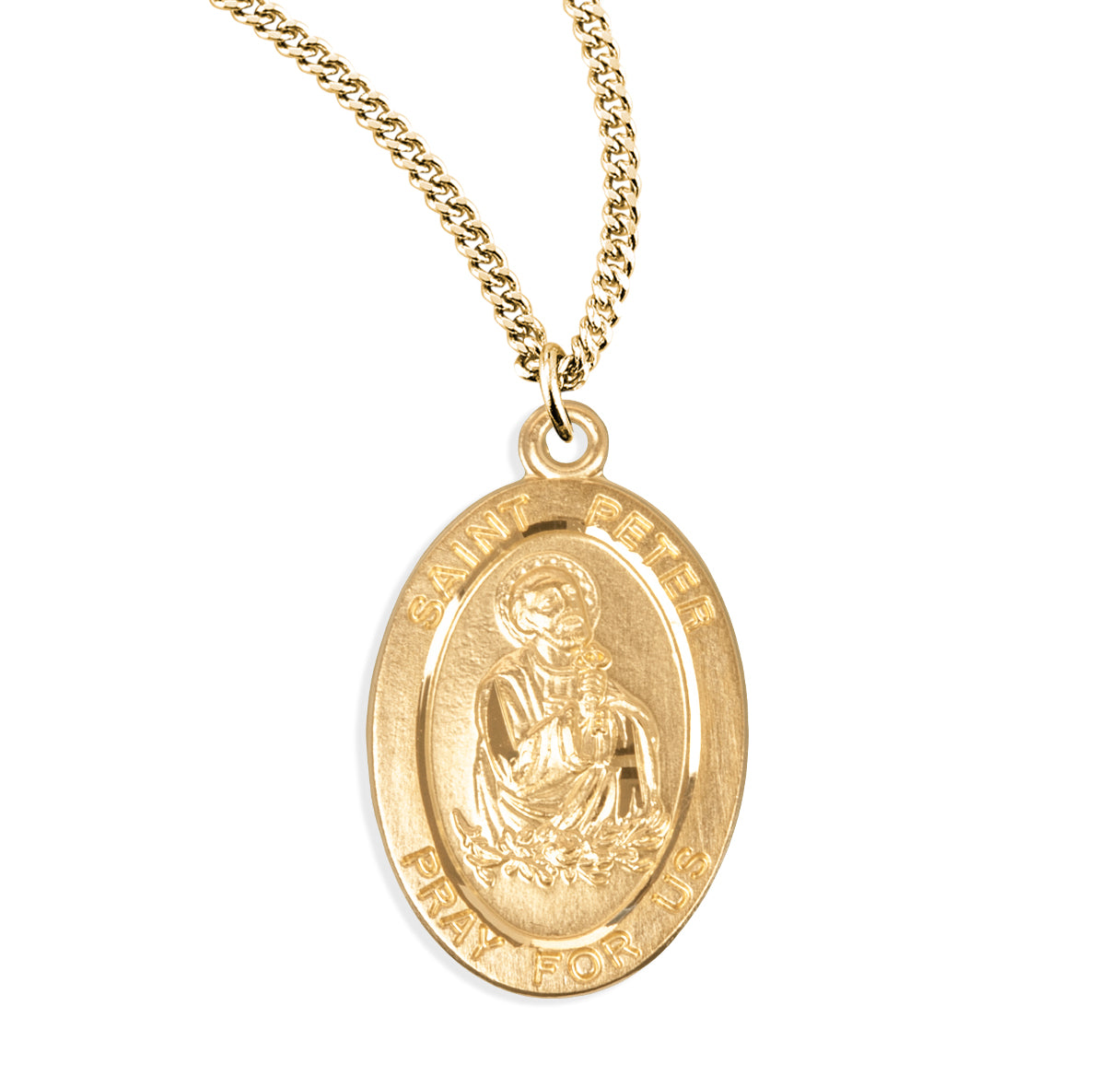 Patron Saint Peter Oval Gold Over Sterling Silver Medal – The Catholic Shop
