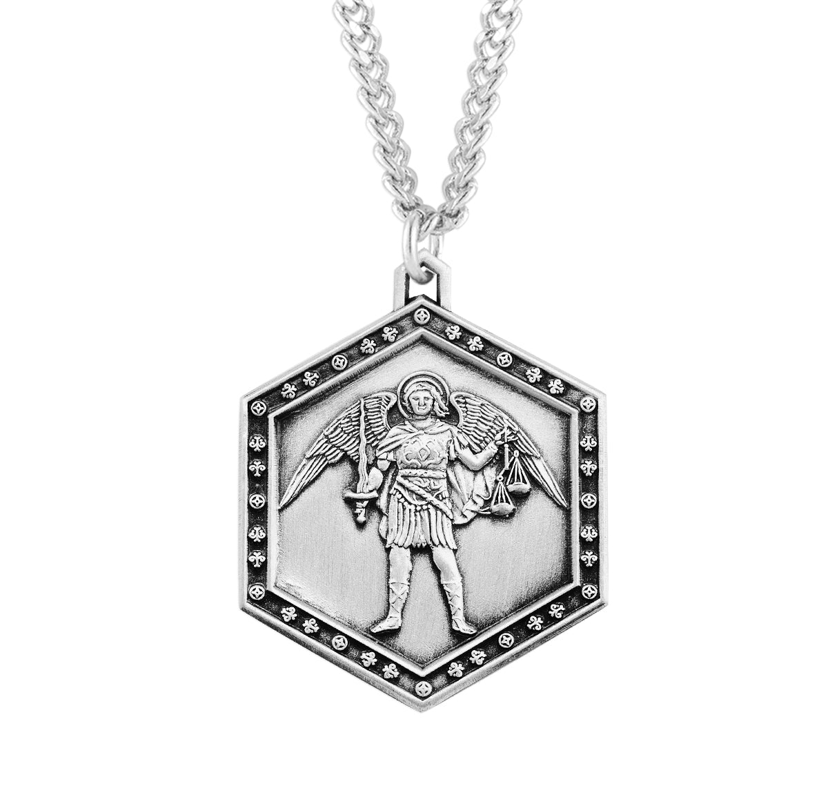 Saint Michael the Archangel Sterling Silver Hexagon Medal – The ...