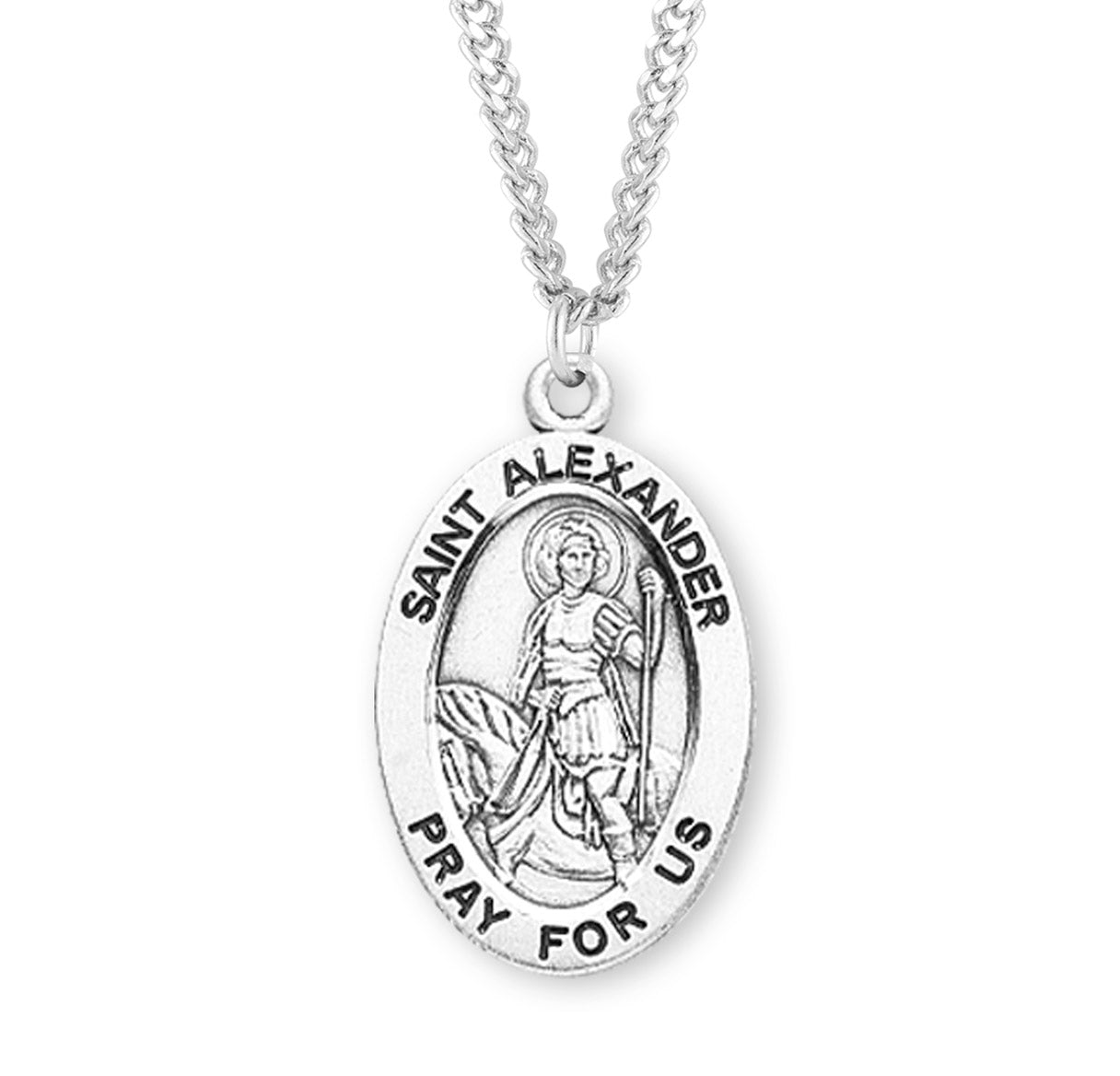 Patron Saint Alexander Oval Sterling Silver Medal – The Catholic Shop