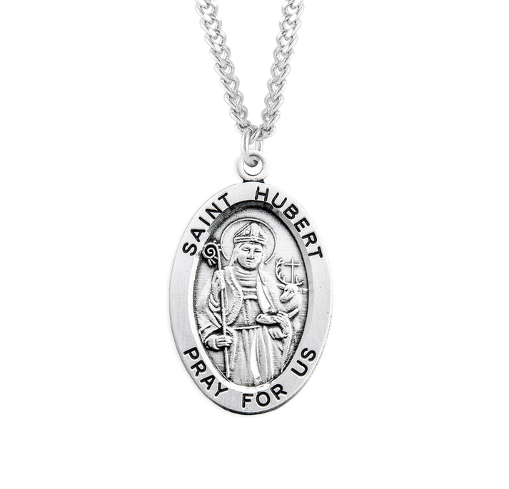 Patron Saint Hubert Oval Sterling Silver Medal – The Catholic Shop