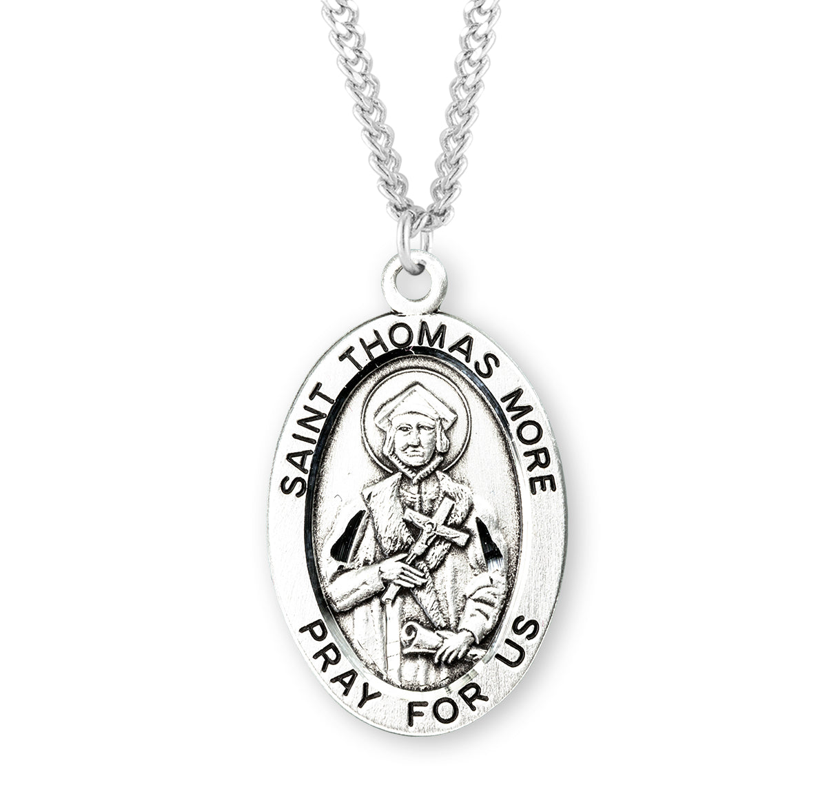 Patron Saint Thomas More Oval Sterling Silver Medal – The Catholic Shop