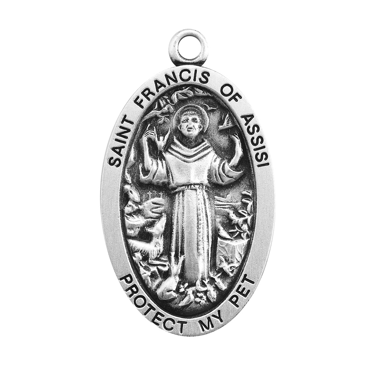Saint Francis of Assisi Oval Sterling Silver Pet Medal – The Catholic Shop