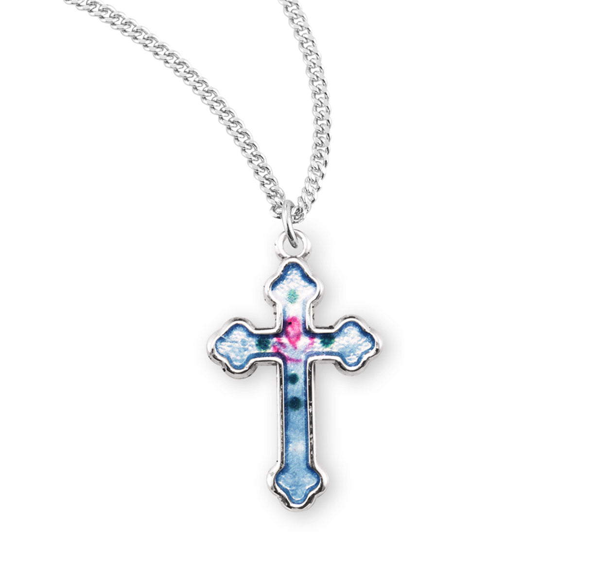 Sterling Silver Blue Enameled Cross – The Catholic Shop