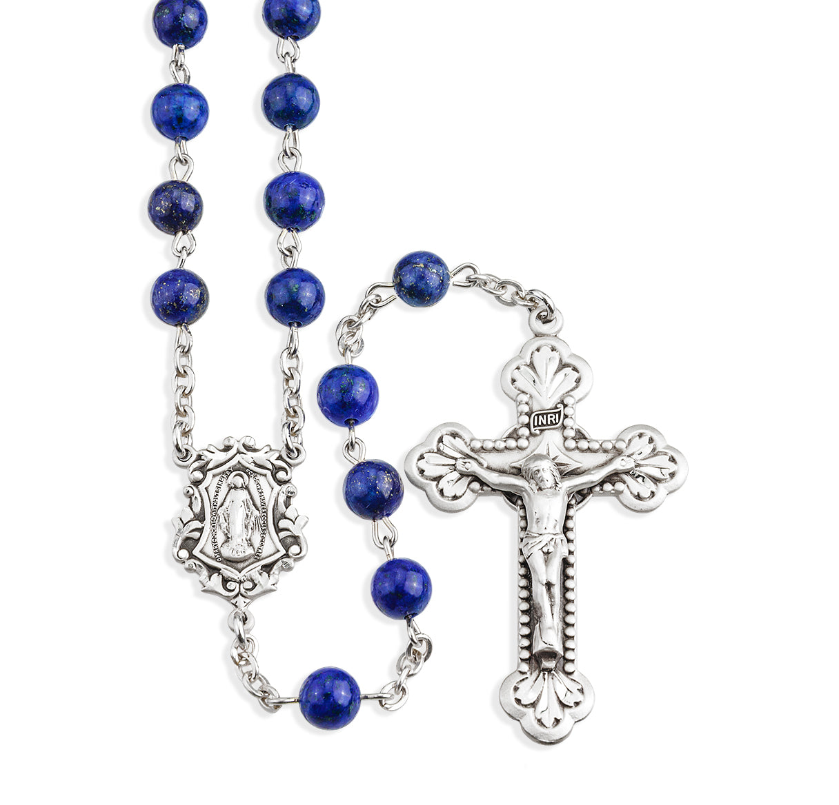 Genuine Lapis Sterling Silver Rosary – The Catholic Shop