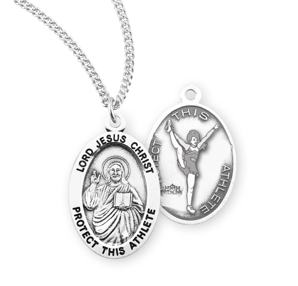 Lord Jesus Christ Oval Sterling Silver Female Cheer Athlete Medal – The ...