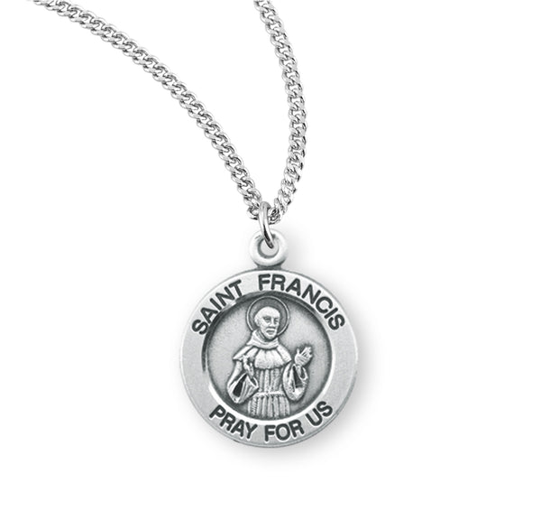 Patron Saint Francis of Assisi Round Sterling Silver Medal – The Catholic Shop