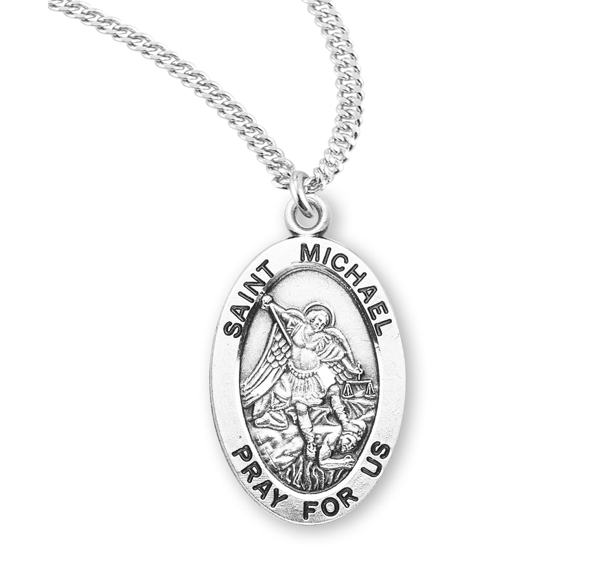 Patron Saint Michael Oval Sterling Silver Medal – The Catholic Shop