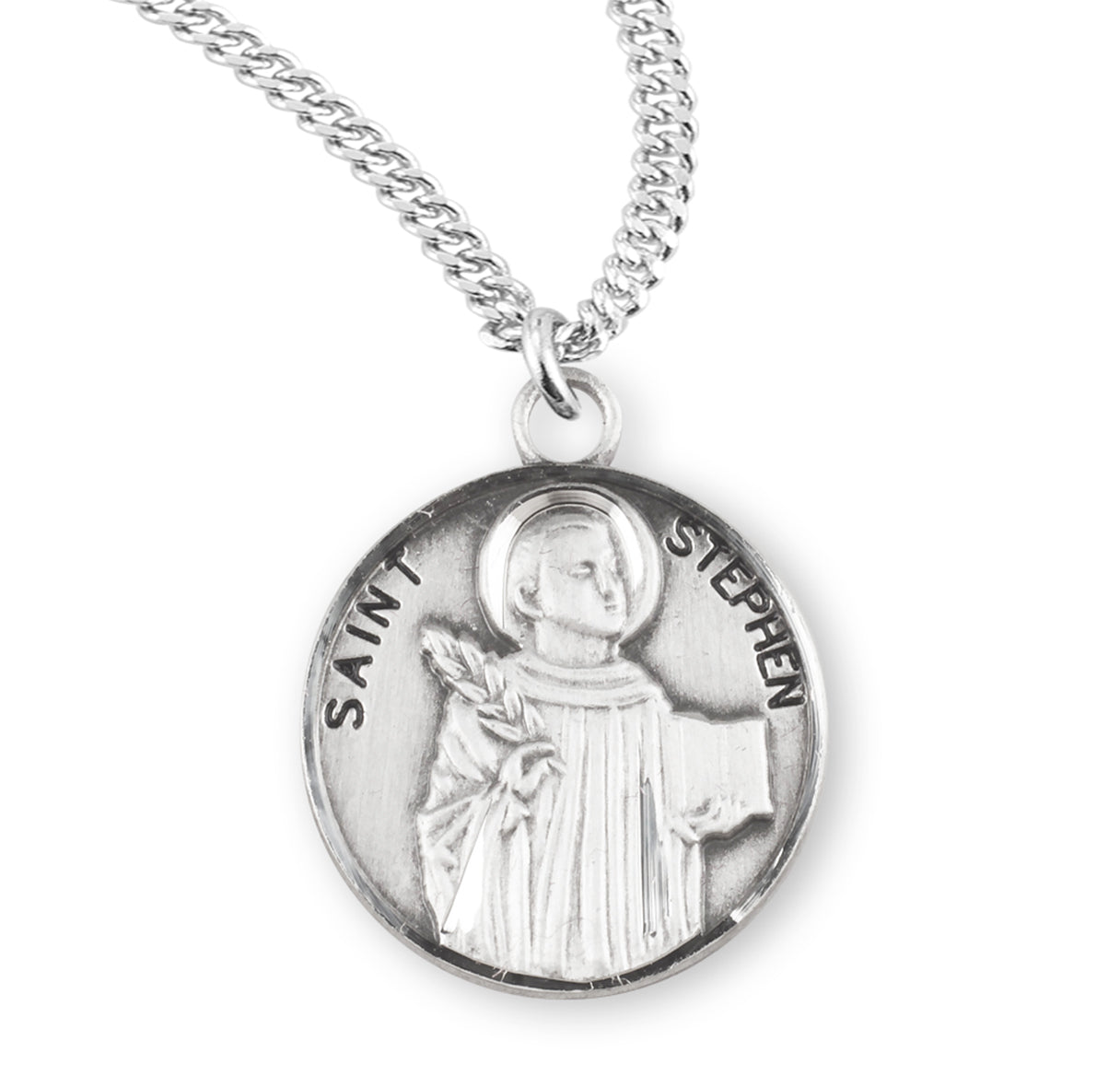 Patron Saint Stephen Round Sterling Silver Medal – The Catholic Shop